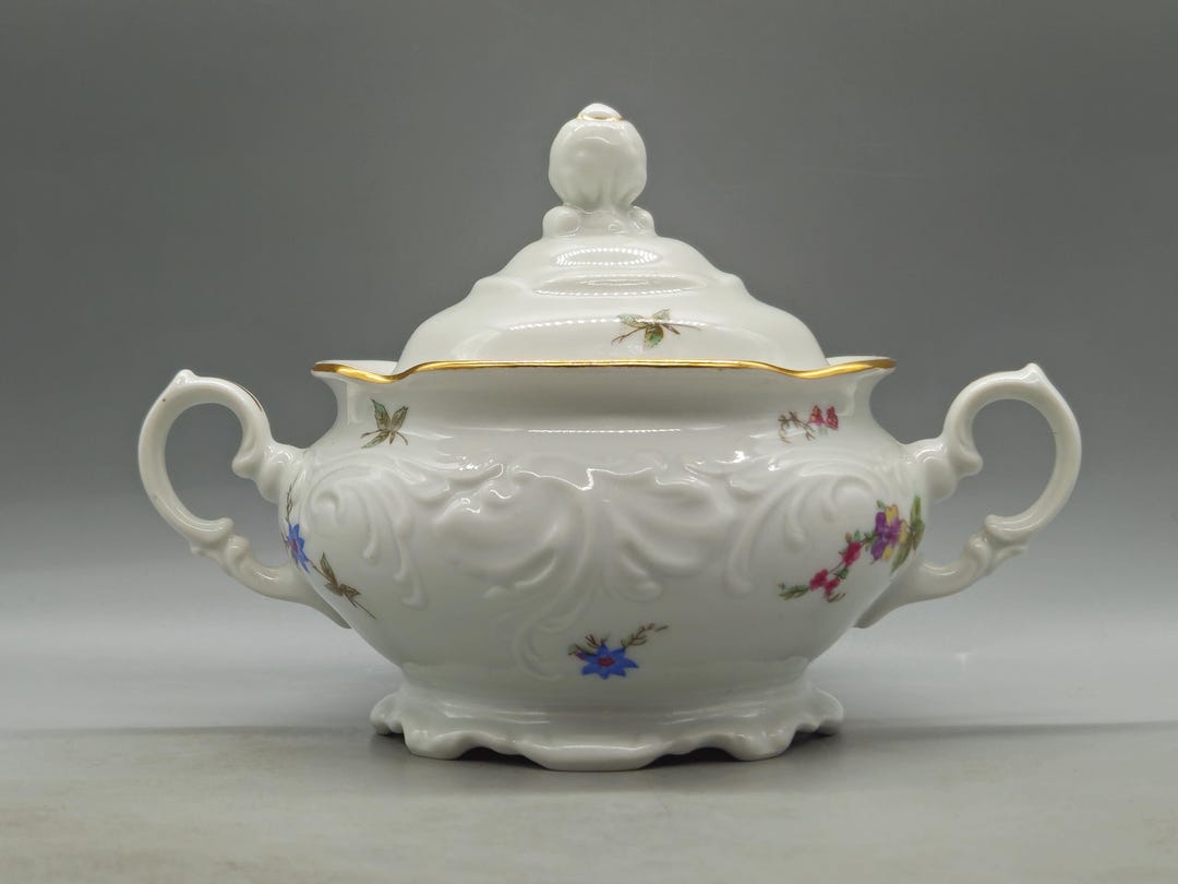 1970s Stolowa Krzysztof Wawel Poland Porcelain Sugar Bowl With Floral ...