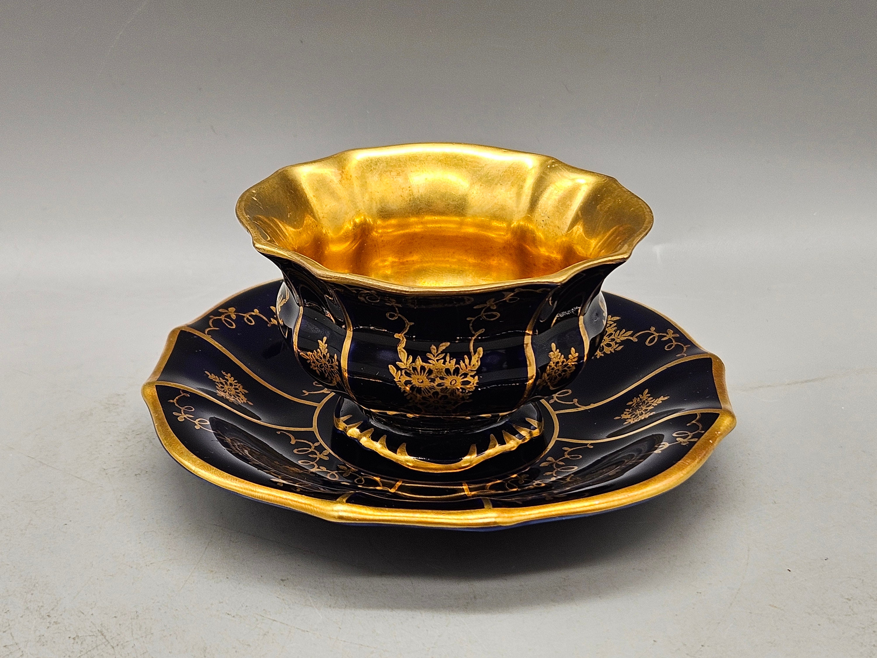 1970s Lindner Kueps Bavaria echt Kobalt Teacup & Saucer Plate, Duo Tea ...