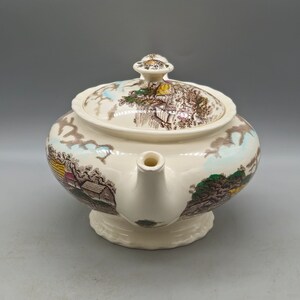 Vintage Myott Staffordshire England "rural Scene" Earthenware Teapot ...