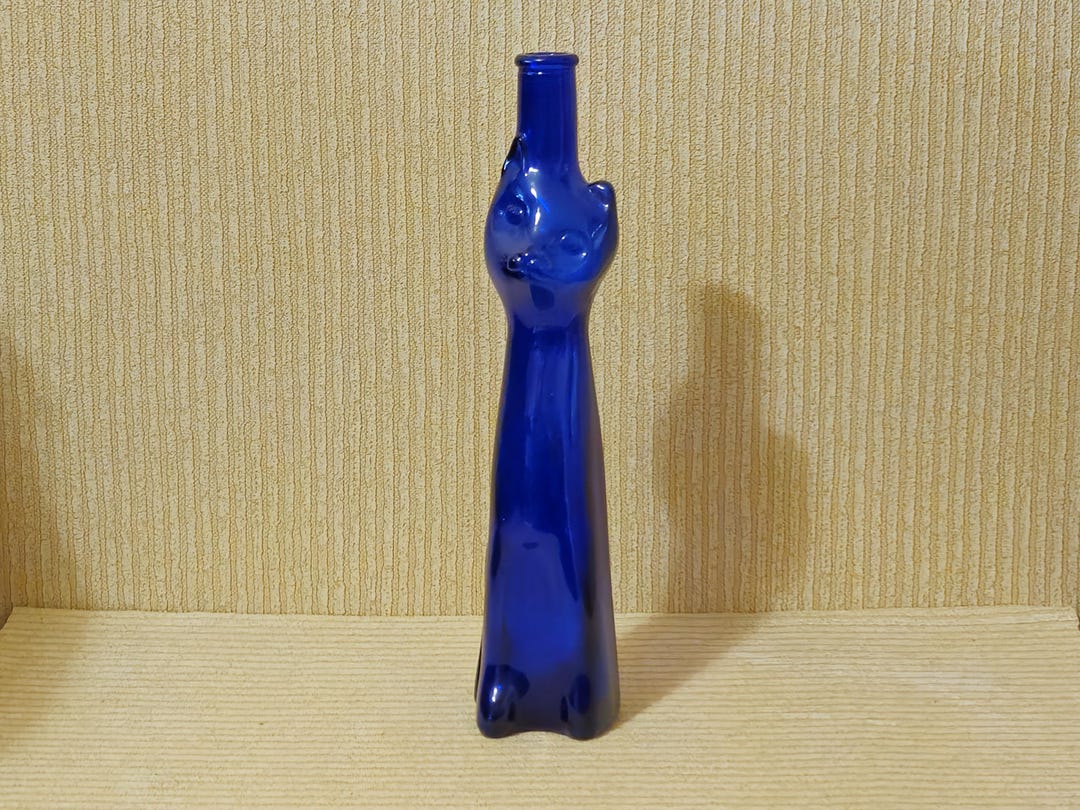Vintage Glass Cobalt Blue Cat-shaped Vase / Decanter - Etsy