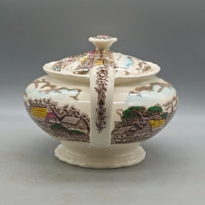 Vintage Myott Staffordshire England "rural Scene" Earthenware Teapot ...
