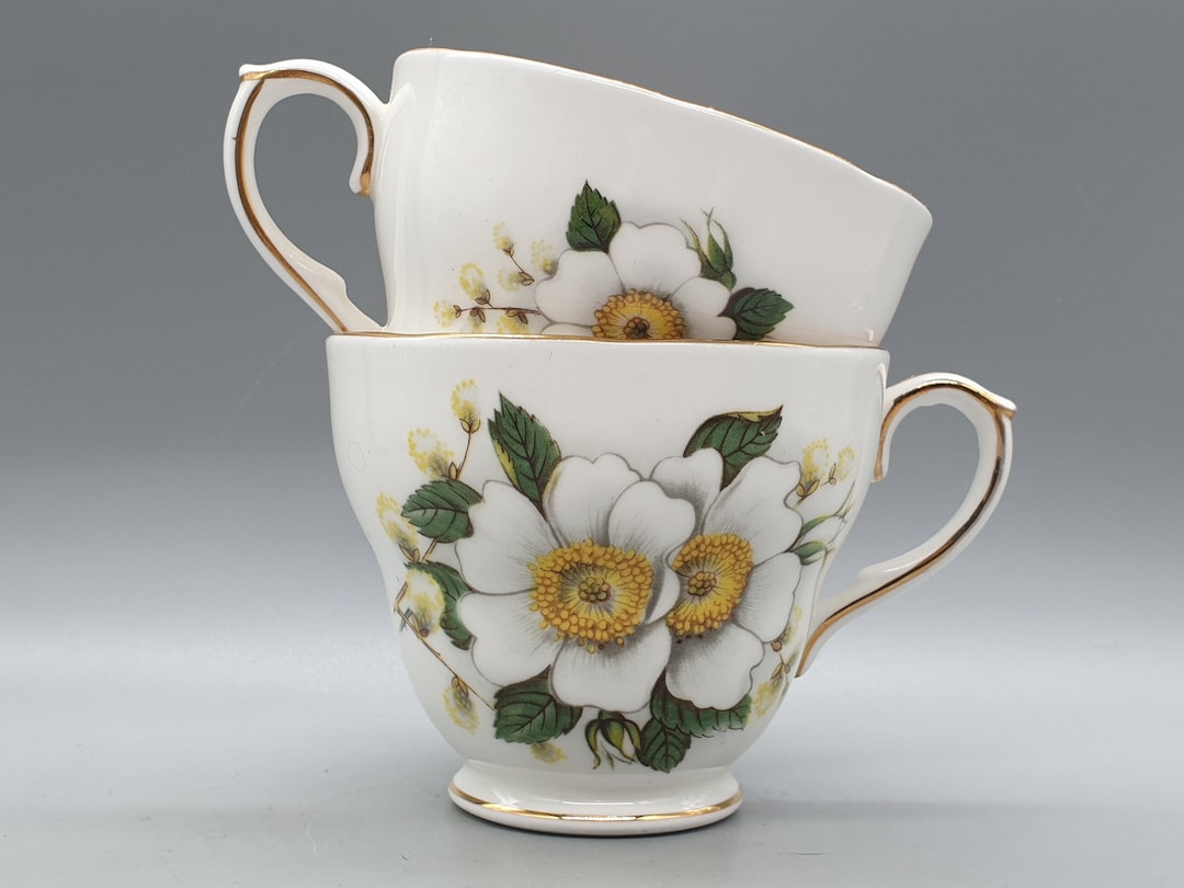 1960s Pair of A. T. Finney & Sons England "duchess" Porcelain Cups With ...
