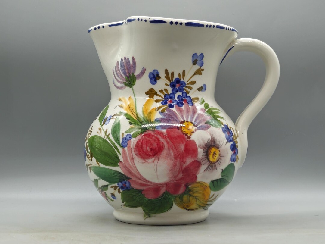 Vintage Austrian Ceramic Jug / Pitcher With Floral Decorations - Etsy