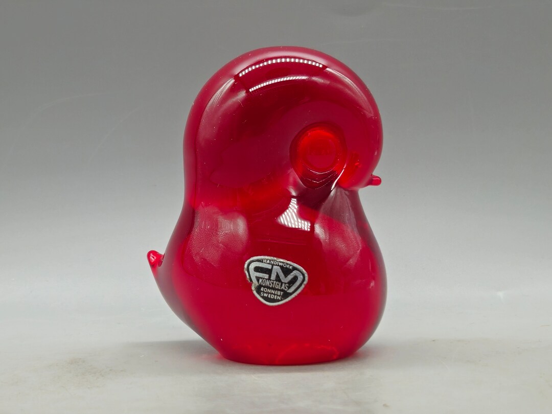 Vintage FM Konstglas Ronneby Sweden "pippi" (birdie) Red Glass Chick ...