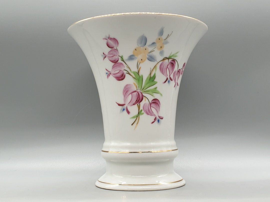 1950s Gebrüder Heubach Lichte Vase With Floral Decorations | Vintage ...