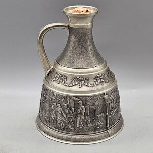 Vintage Zinn-becker Stuttgart Engraved Pewter Vase / Jug / Pitcher With ...