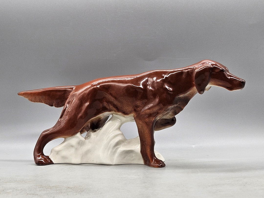 1990s LFZ Lomonosov Porcelain Irish Setter Dog in Hunting Pose Figurine ...