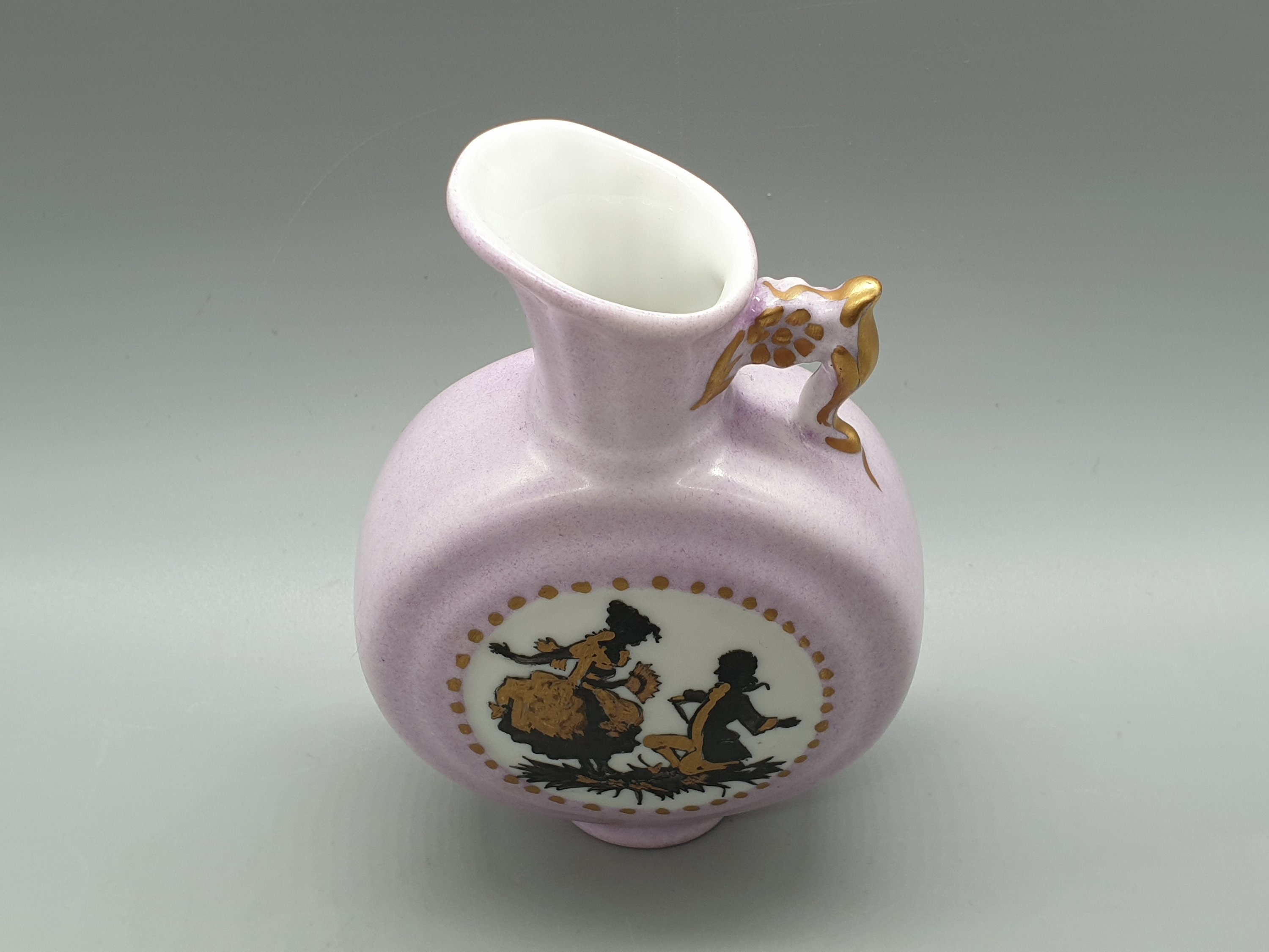 1976 Porcelain Vase, Signed mp. With Hand-painted Motif & Gold ...