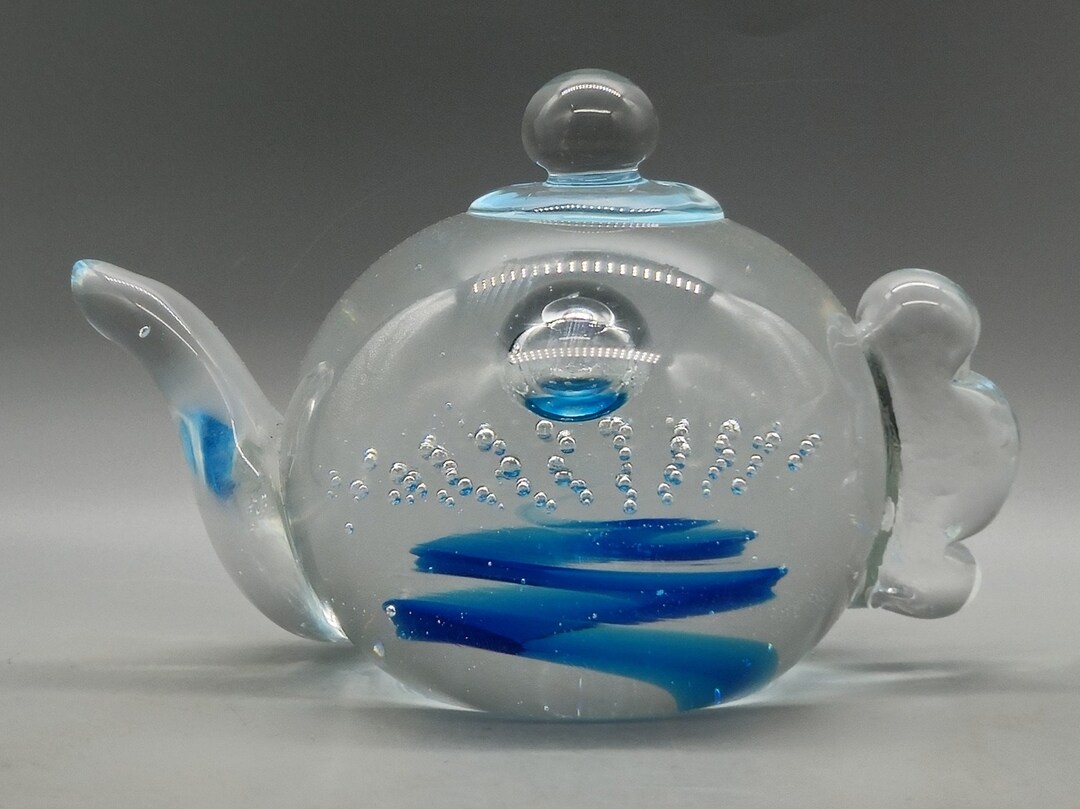 Vintage Paperweight Glass Teapot Figurine / Sculpture With a Bubble ...