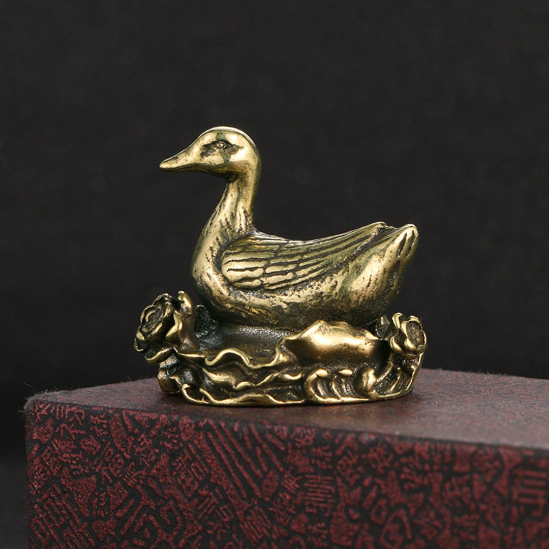 Retro Brass Duck Decoration Tea Pet Desktop Bronze Decoration Office ...