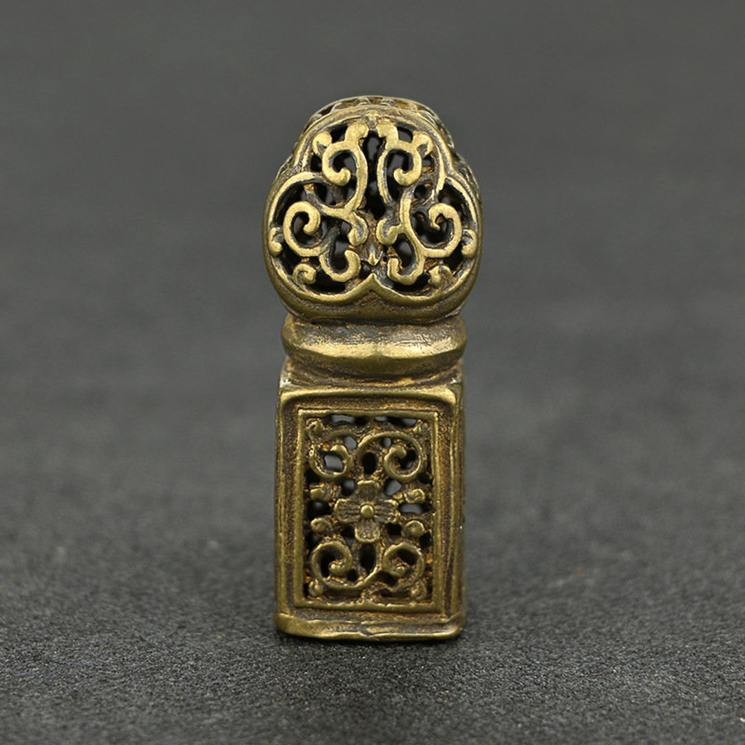 Copper Carving Old Brass Collection Antique Hollow Engraved Brass Seal ...