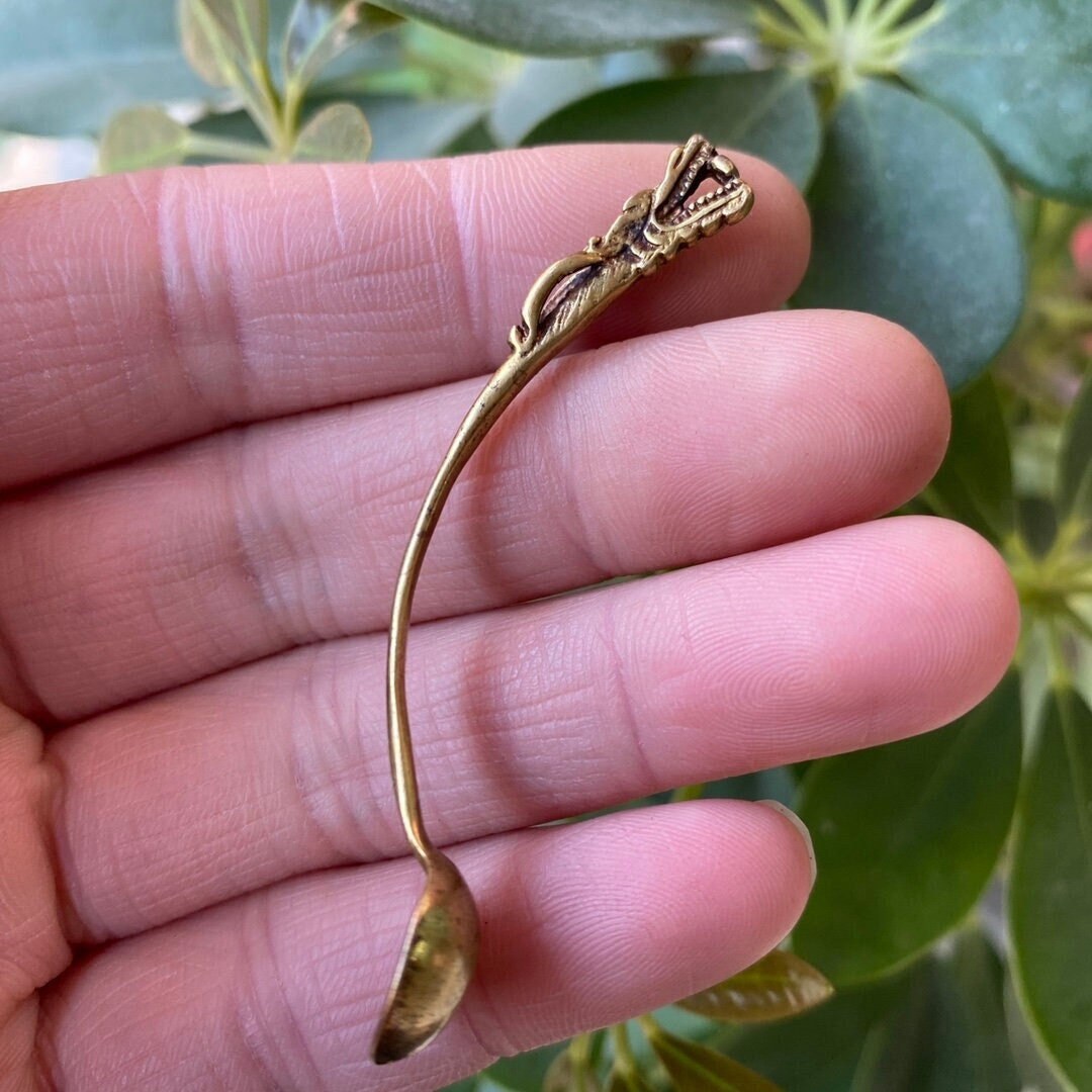 Brass Dragon Head Small Spoon Tea Spoon Coffee Spoon Mini Copper ...