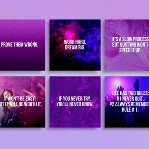 365 Days Motivational Quotes Purple Fully Editable Canva Theme, Instant ...