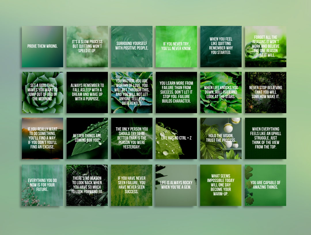 365 Days Motivational Quotes Green Fully Editable Canva Theme, Instant ...
