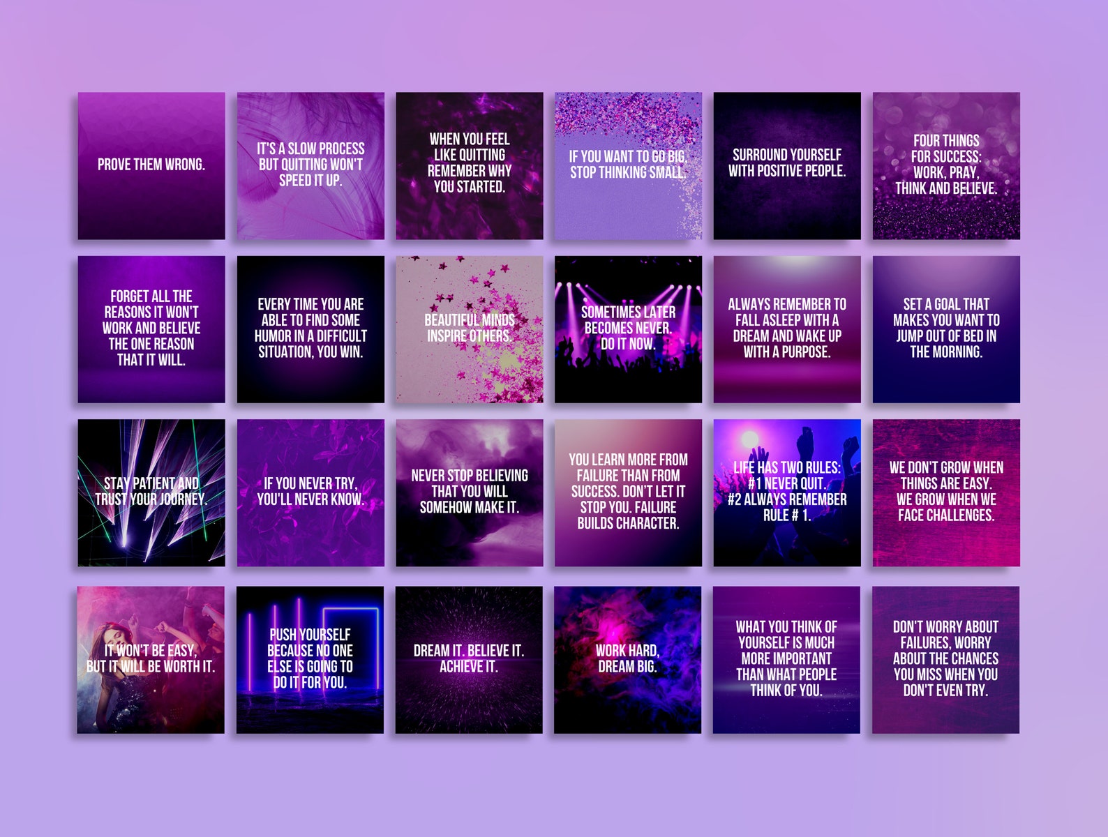 365 Days Motivational Quotes Purple Fully Editable Canva Theme, Instant ...