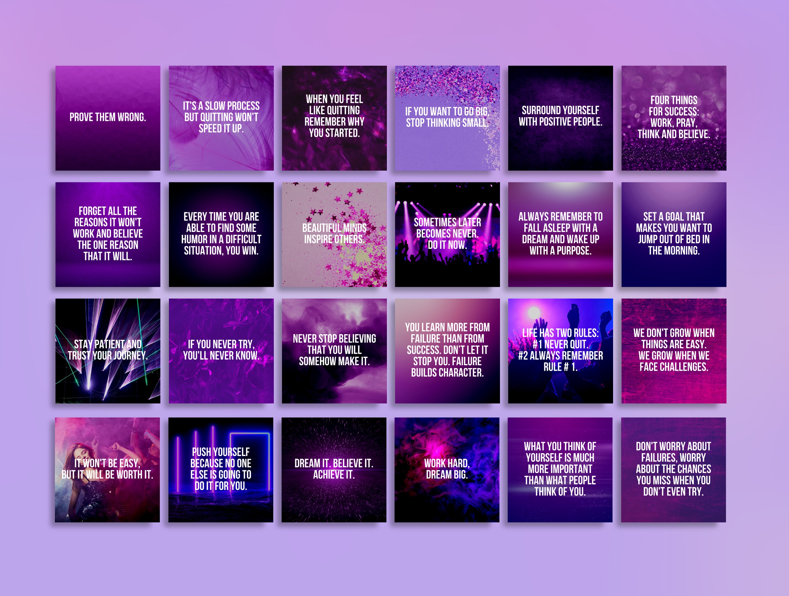 365 Days Motivational Quotes Purple Fully Editable Canva Theme, Instant ...
