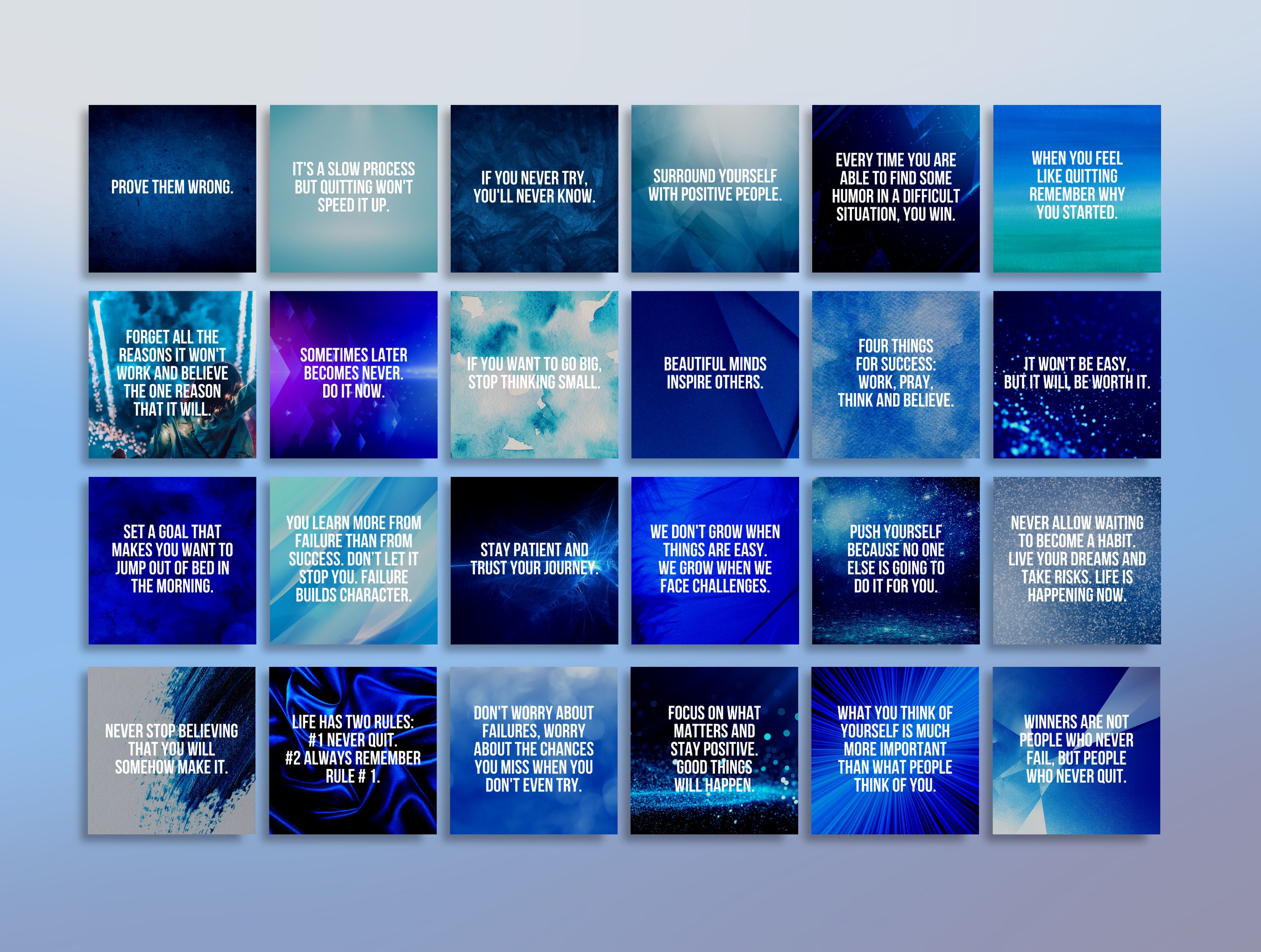365 Days Motivational Quotes Blue Fully Editable Canva Theme, Instant ...