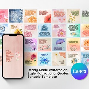 50 Ready-made Watercolor Theme Women Power Motivational Quotes Editable ...