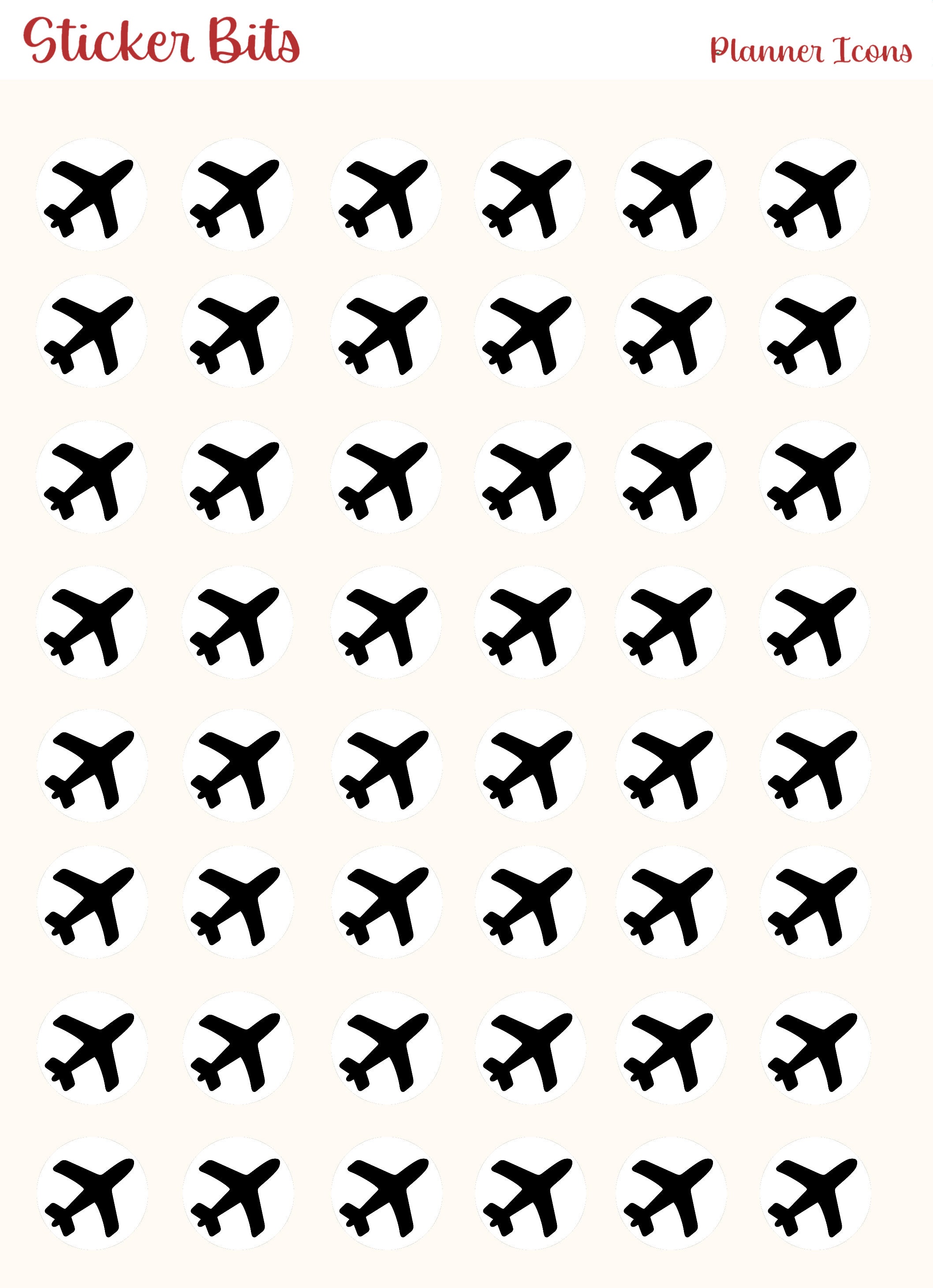 Planner Stickers 48 X Plane Icons - Etsy