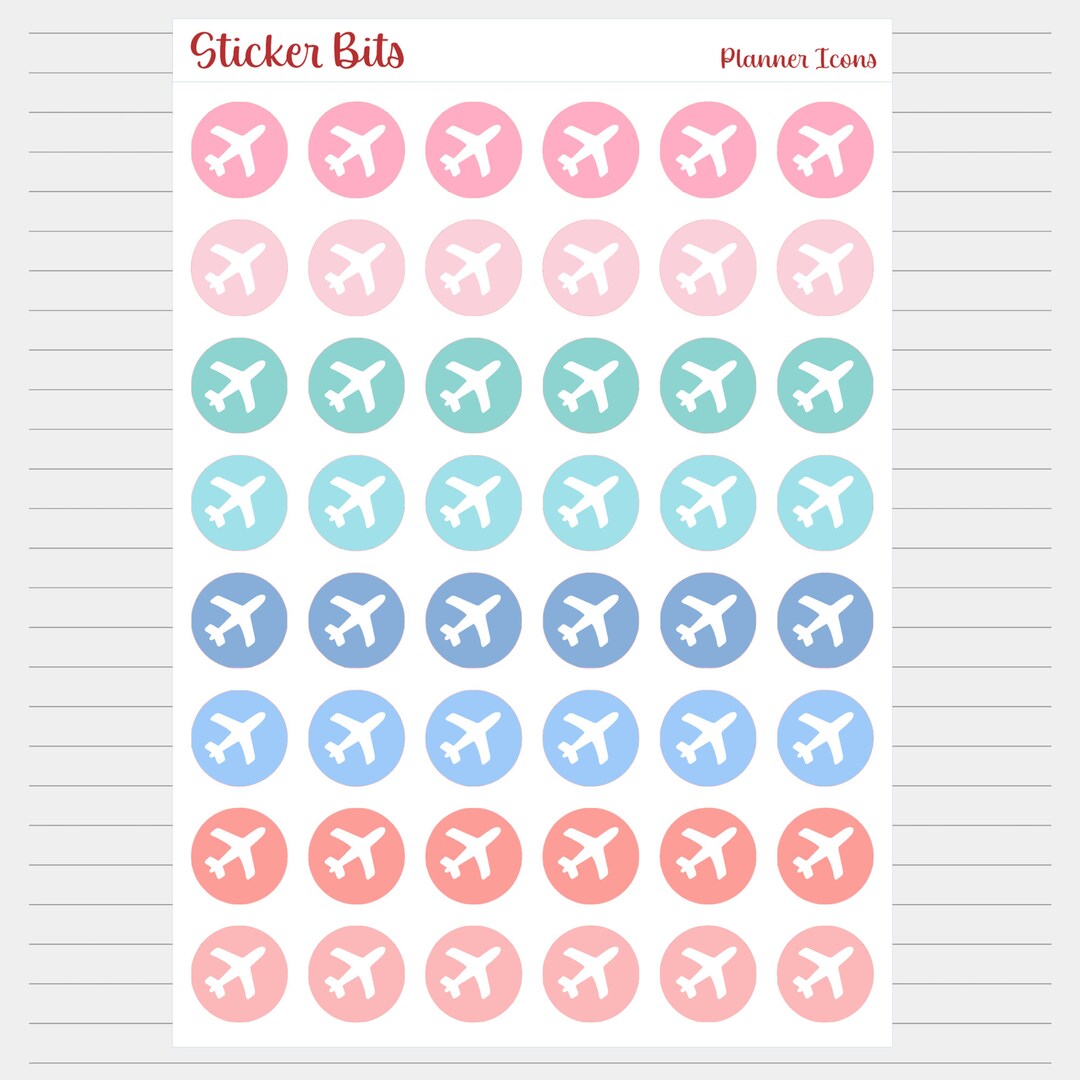 Planner Stickers 48 X Plane Icons - Etsy