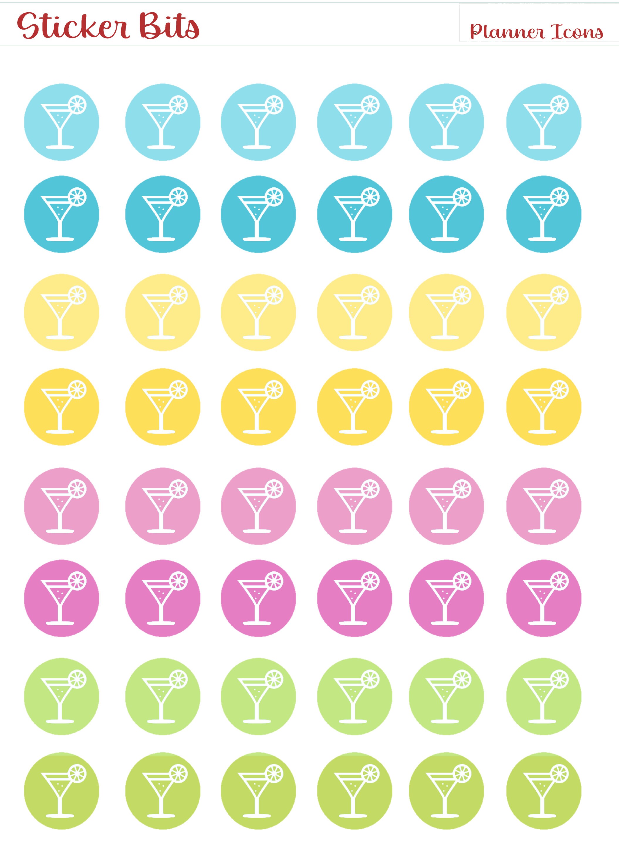 Planner Stickers 48 X Drinks Icons - Etsy