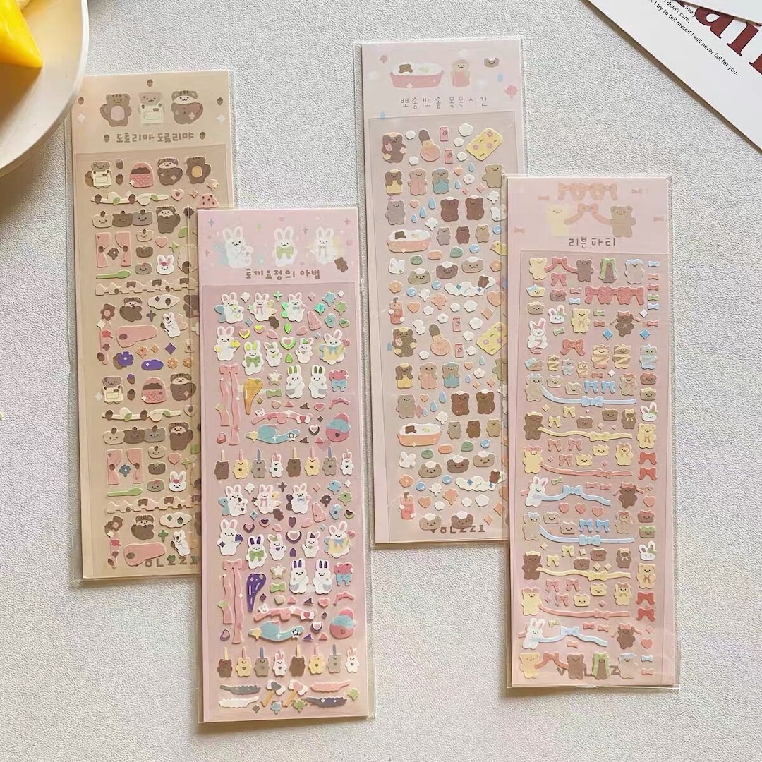 Korean Cute Sticker Kpop Polco Deco Sticker Glitter Teddy - Etsy Canada