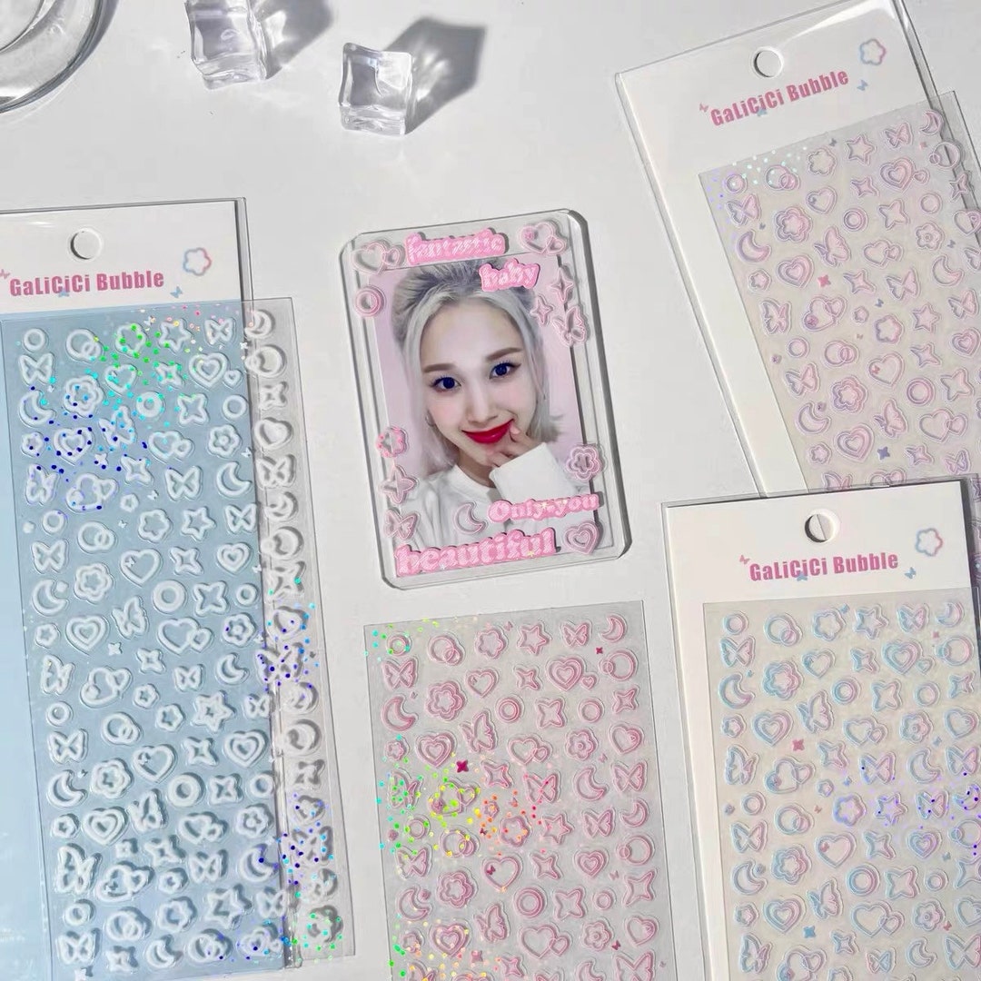 Cute Korean Mini Sticker Y2K Kpop Polco Deco Glitter Holographic Sheet ...