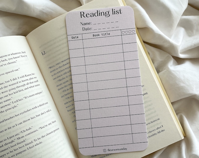 Reading List Library Card Style Bookmark Reading Log Reading Journal ...