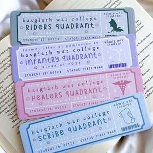 Basgiath War College Bookmark | Riders Quadrant Bookmark | Wingleader ...