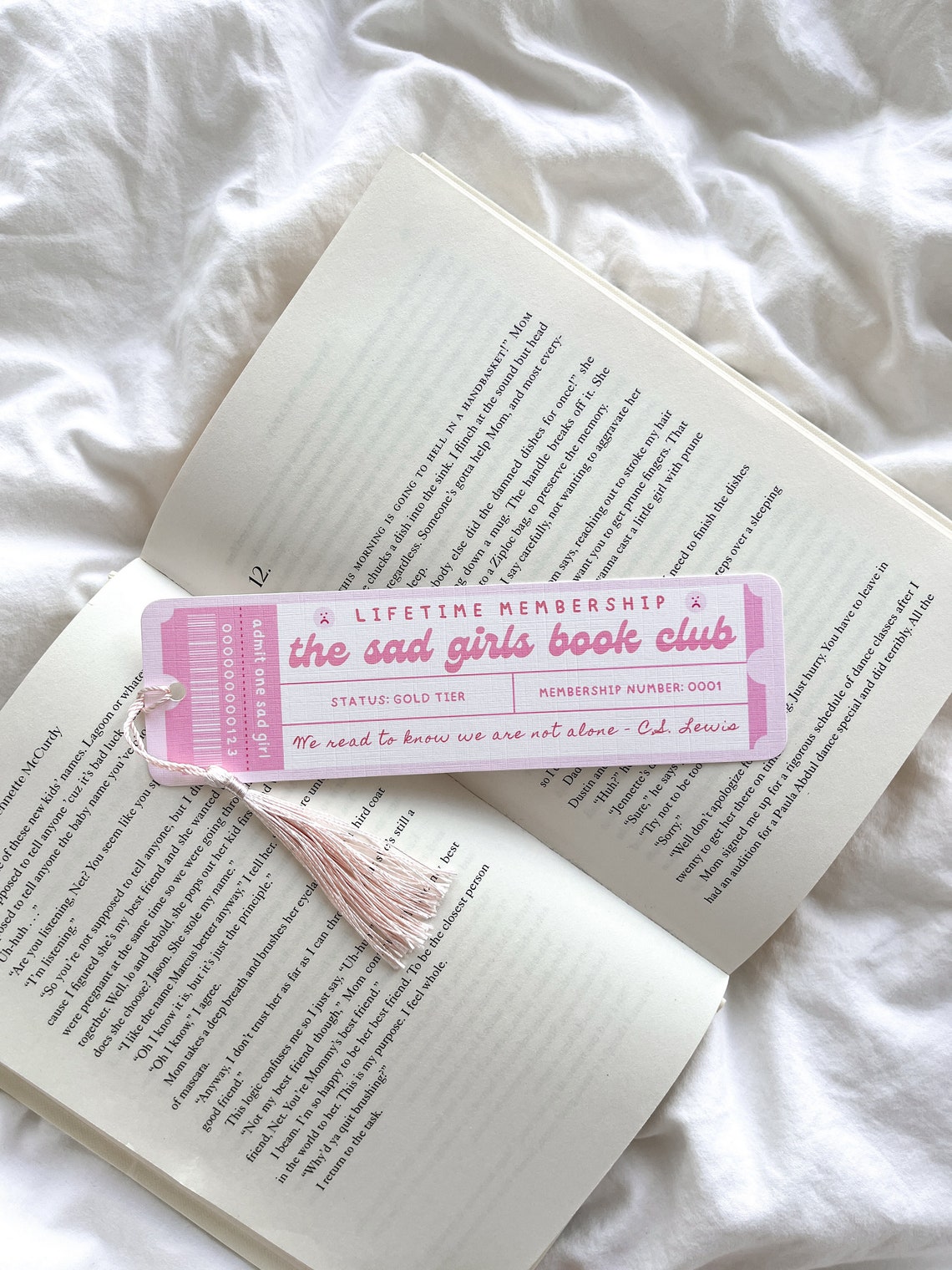 The Sad Girls Book Club | Feminist Bookmark | Bookmark Ticket Voucher ...