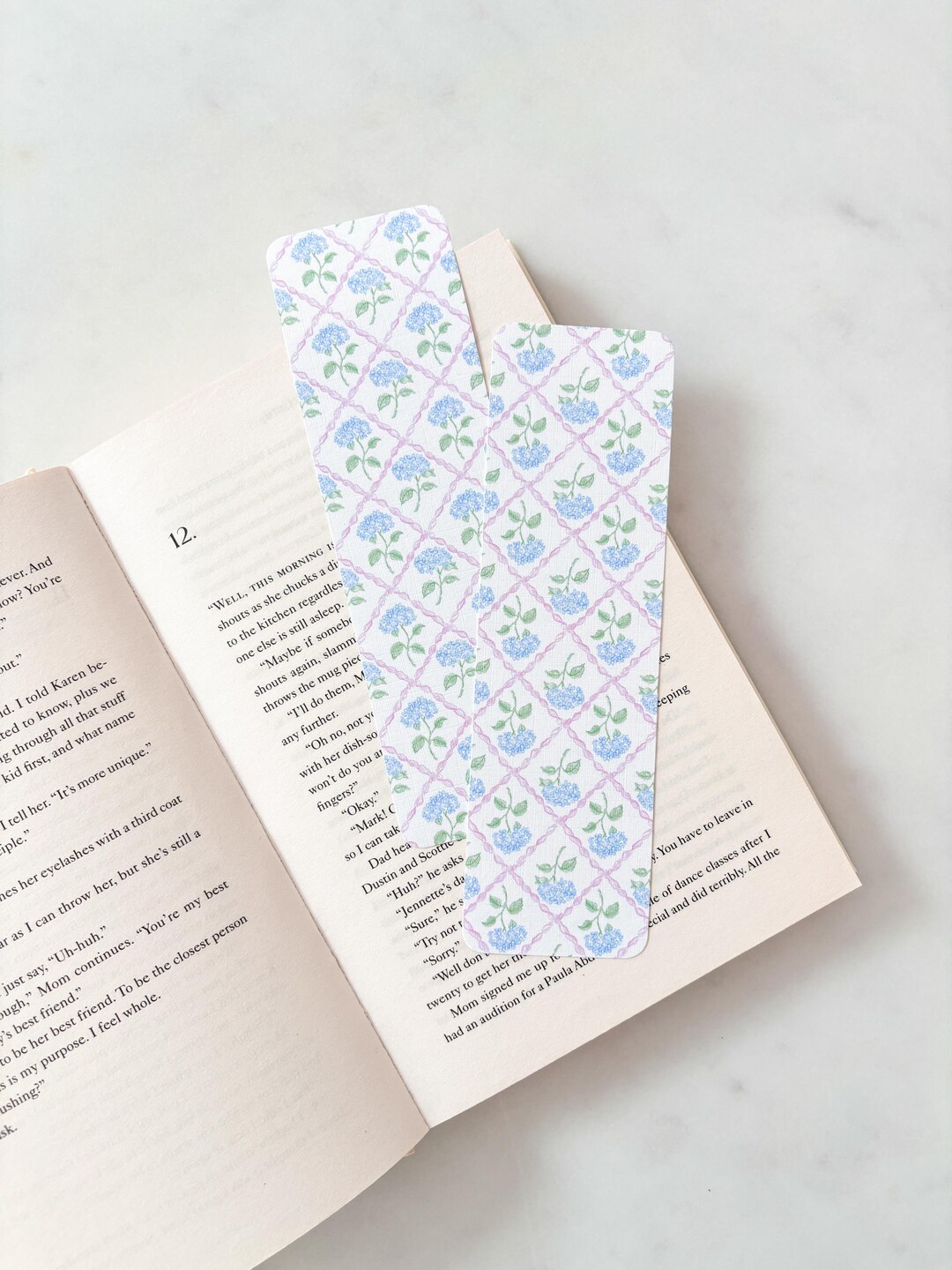 Blue Hydrangeas Floral Wallpaper Bookmark | Summer Bookmark | Girly ...