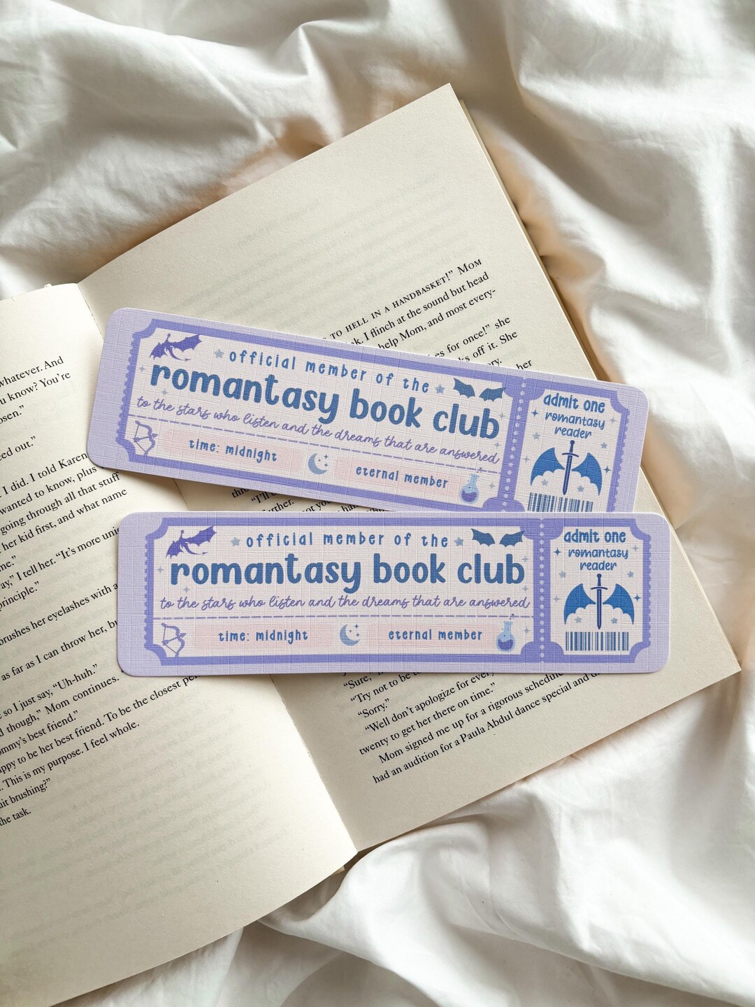 Romantasy Book Club Ticket Bookmark | Fantasy Romance Bookmark ...