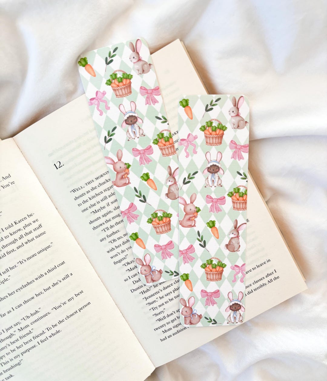 Green Spring Rabbit Bookmark | Cute Rabbit Bookmark | Coquette Bow ...