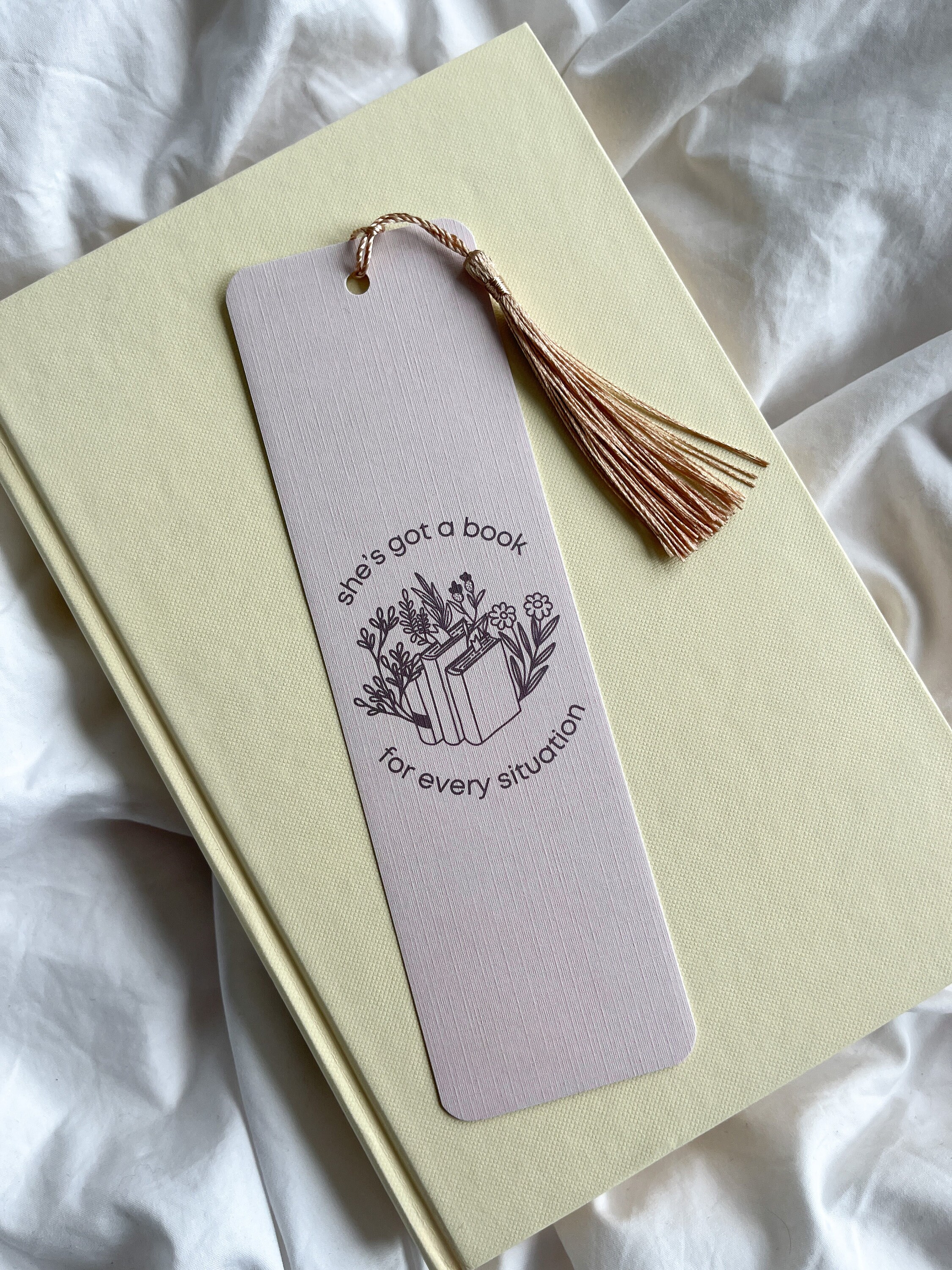 She's Got A Book for Every Situation Bookmark | Minimal Beige Bookmark ...