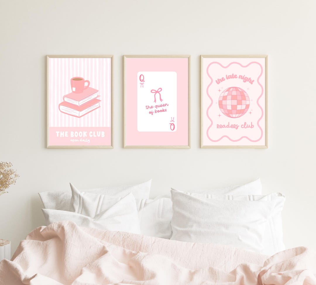 Girly Pink Book Club Art Print | A4 A5 Print | Bookish Wall Art ...
