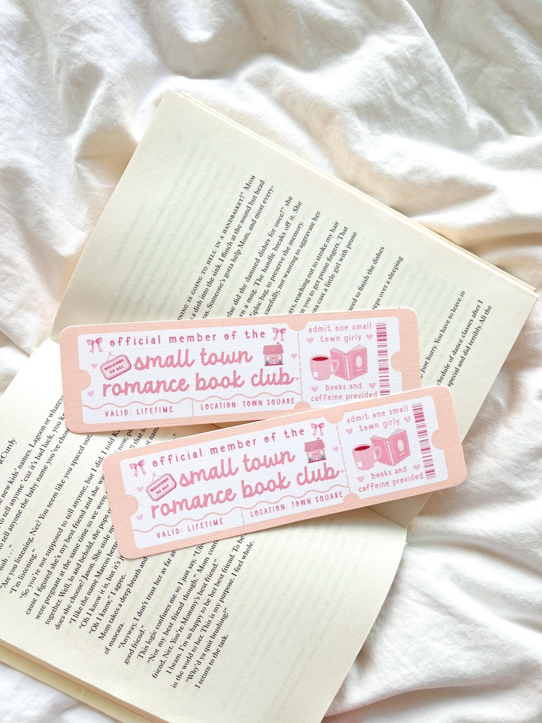 Small Town Romance Book Club Bookmark | Book Club Admit One Bookmark ...