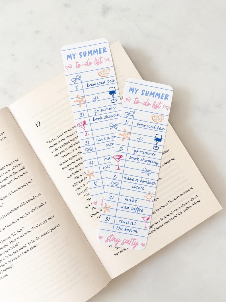 My Summer To-do List Bookmark | Notepad Bookmark | Romance Bookmark ...