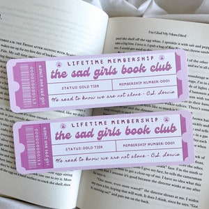 The Sad Girls Book Club Feminist Bookmark Bookmark Ticket Voucher Cute ...