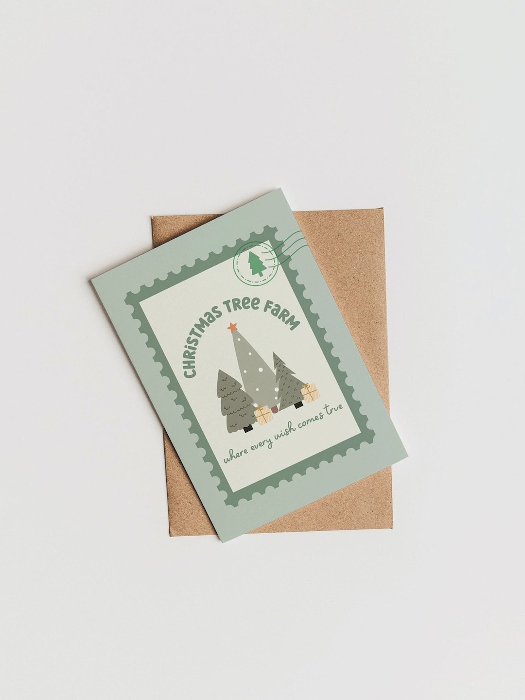 Christmas Tree Farm Card | Christmas Card | Vintage Stamp Card | Taylor ...