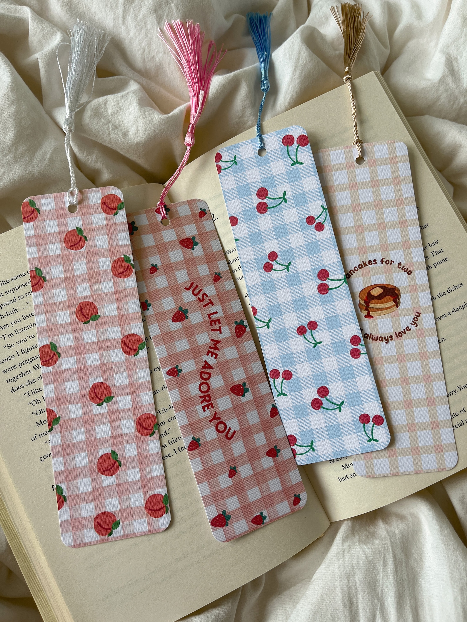 Gingham Bookmarks | Cute Cherry Peach Bookmark | Keep Driving ...