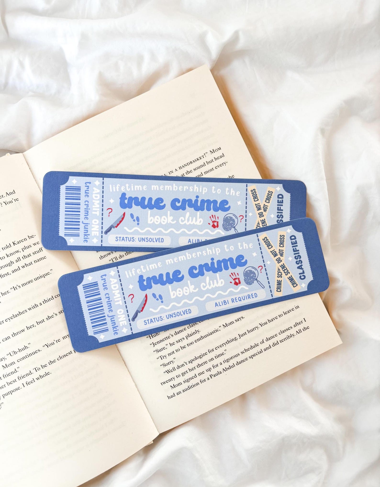 True Crime Book Club Ticket Bookmark | Thriller Bookmark | Murder ...