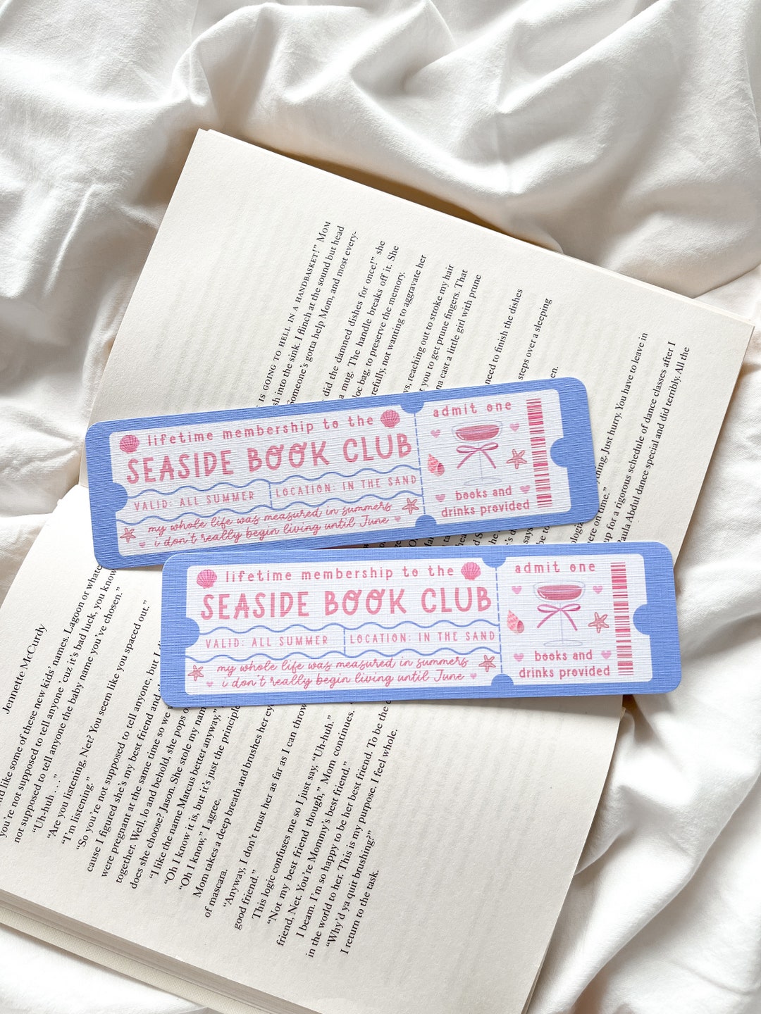 The Seaside Book Club Bookmark | Summer Bookmark | Book Club Ticket ...