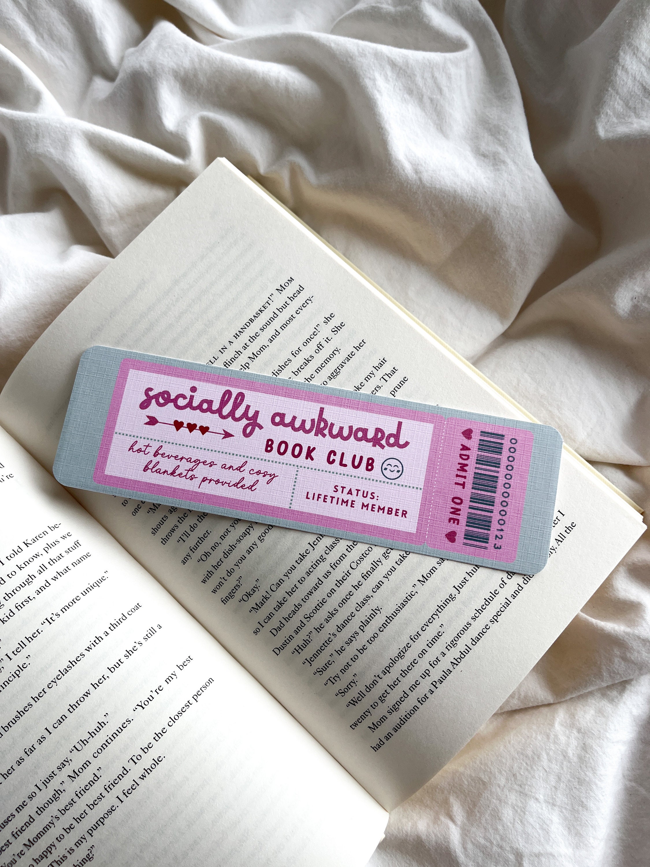Socially Awkward Book Club Bookmark | Bookmark Ticket Voucher | Social ...