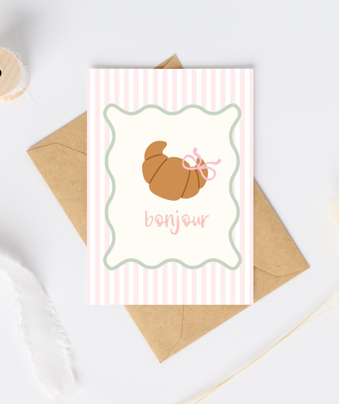 Bonjour Croissant Greeting Card | Pastry Birthday Card | Sweet Birthday ...