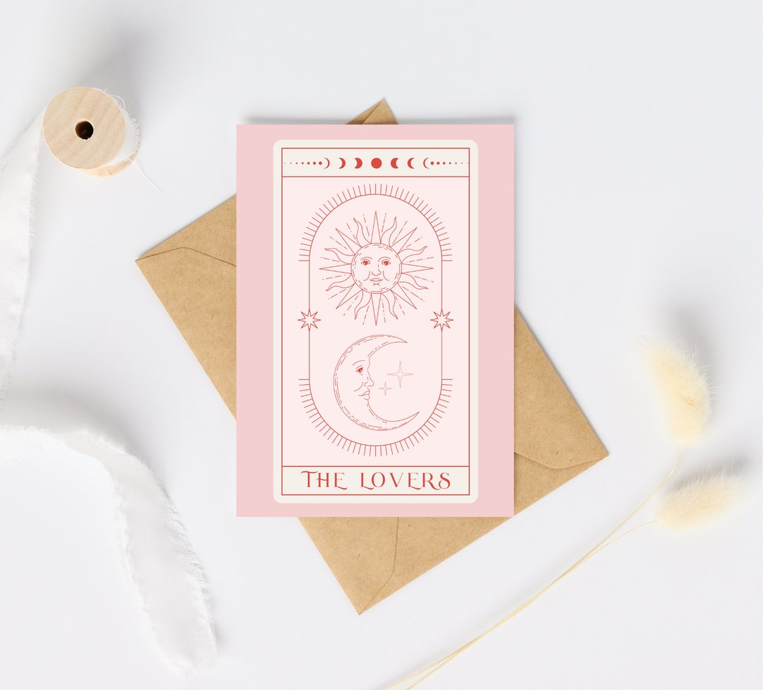 The Lovers Card | Tarot Card Design | Love Card | Anniversary Card ...