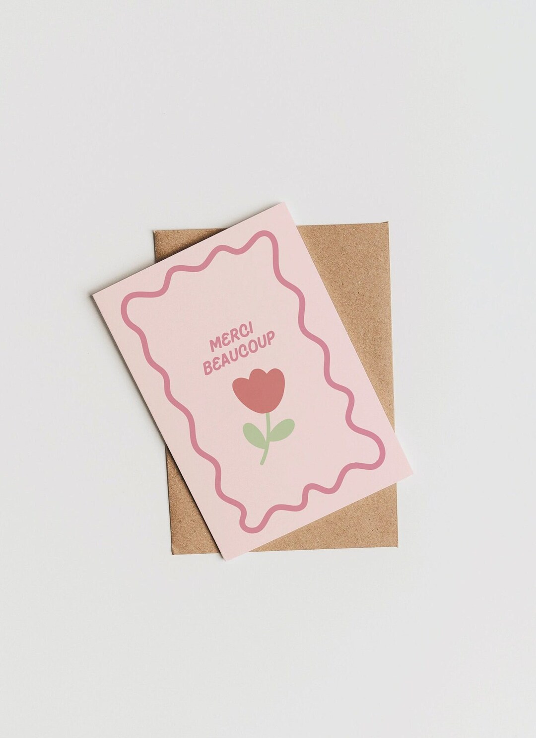 Merci Beaucoup Greeting Card Thank You Card French Words Card Vintage ...