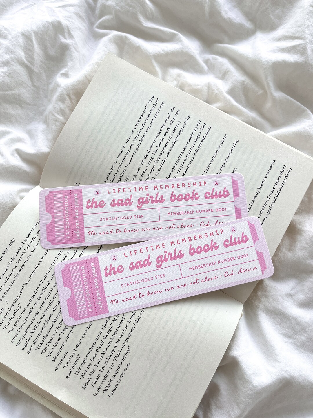The Sad Girls Book Club | Feminist Bookmark | Bookmark Ticket Voucher ...