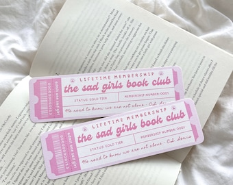 Book Lovers Club Bookmark Feminist Bookmark Bookmark Ticket Cute ...