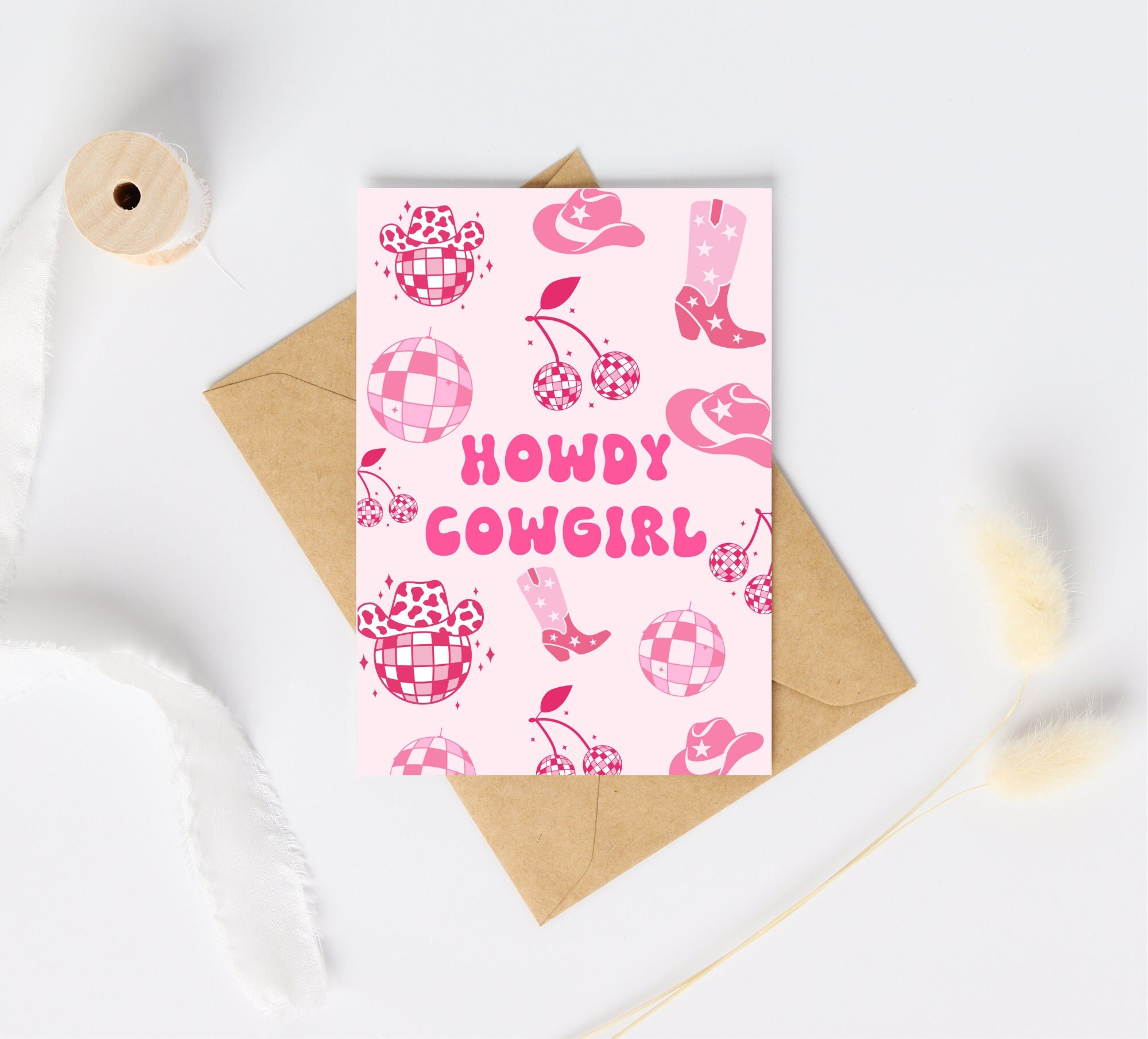 Howdy Cowgirl Card | Cowgirl Disco Birthday Card | Groovy Disco Card ...