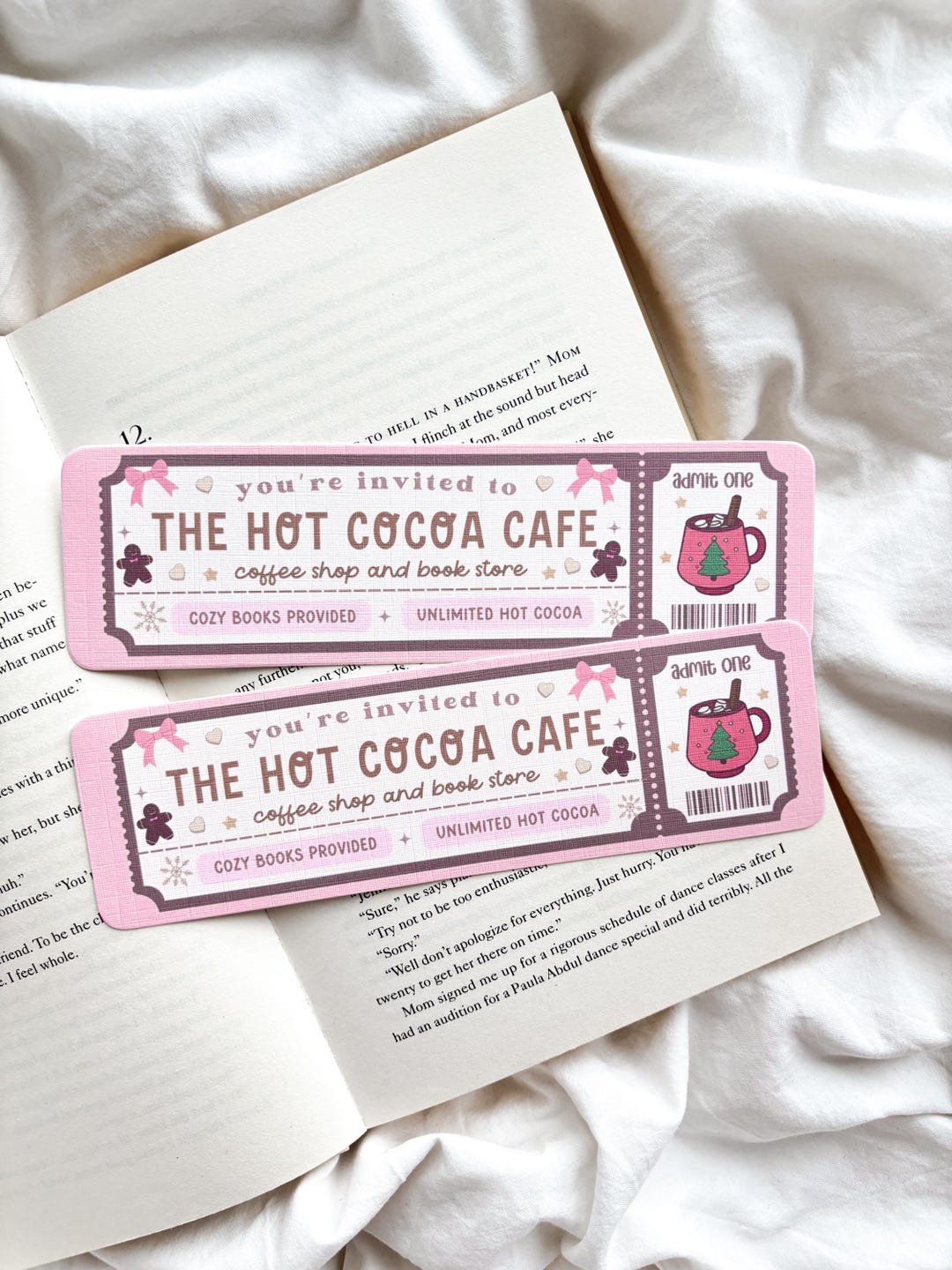 The Hot Cocoa Cafe Book Club Bookmark | Book Club Ticket Bookmark ...